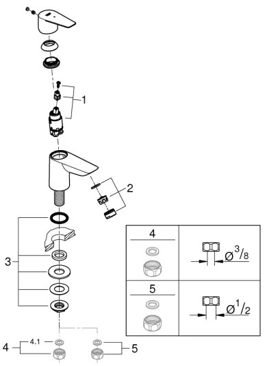 GROHE 32861001 - Stojánkový ventil BAUEDGE 131 mm lesklý chrom