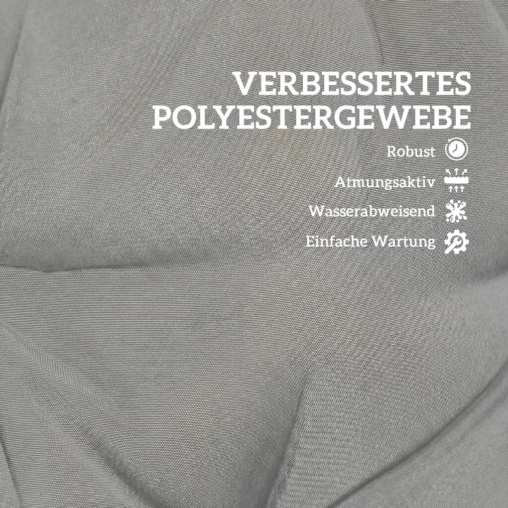 Venkovní sedák s opěradlem a popruhy, voděodolné polštáře pro vnitřní i venkovní použití, světle šedý