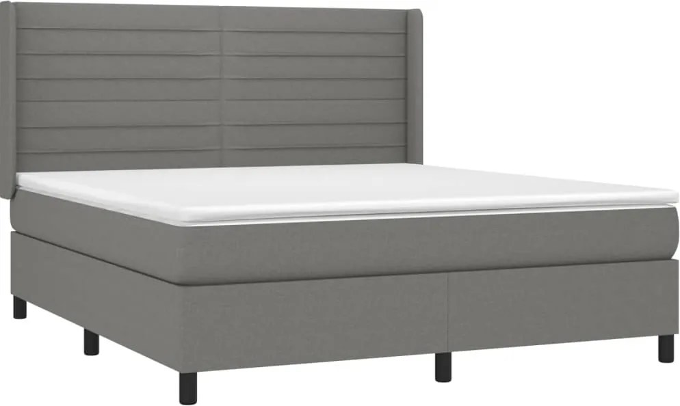 Box spring postel s matrací a LED tmavě šedá 180x200 cm textil 3138414