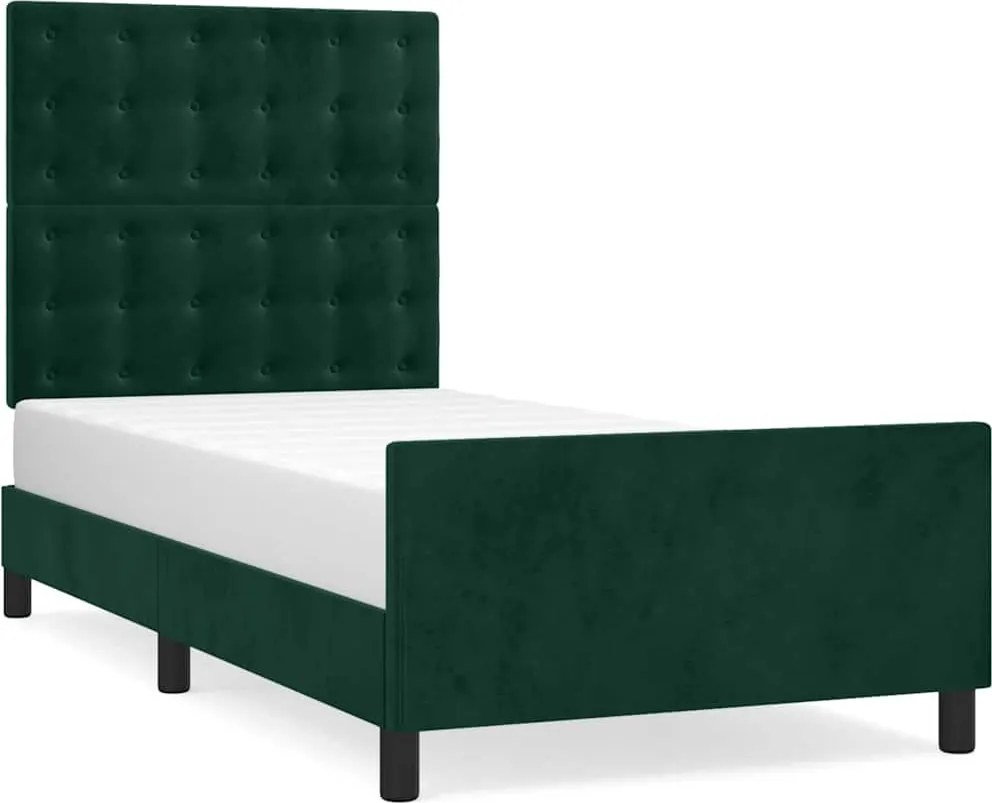 Rám postele bez matrace tmavě zelená 80 x 200 cm samet 3125968