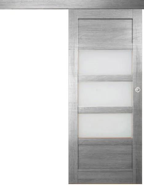 posuvné interiérové dveře na stěnu vasco doors BRAGA model B Průchozí rozměr: 70 x 197 cm, Orientace dveří: Levé dveře, Dekor: Dub stříbrný