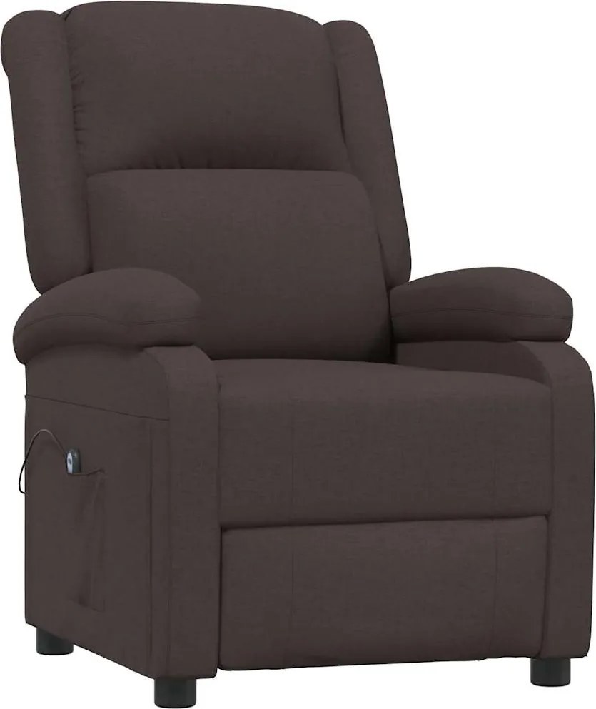 Elektrické polohovací křeslo tmavě hnědé textil 3098357
