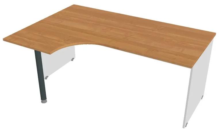 Stůl ergo 180 x 120 cm, pravý Hobis Gate GE 1800 60 P Dekor lamino podnože: olše, Dekor korpusu: bílá, Barva nohy: černá