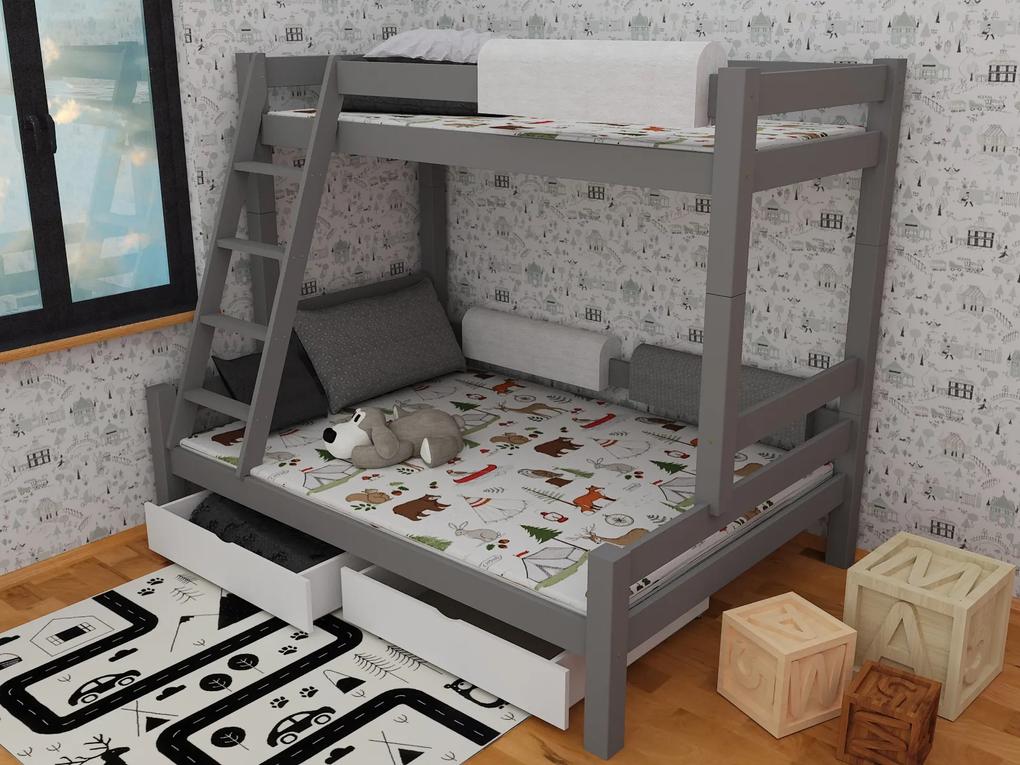 Vomaks Patrová postel s rozšířeným spodním lůžkem 8X8 06A Rozměr: 80/120 x 200 cm, Barva: barva bílá
