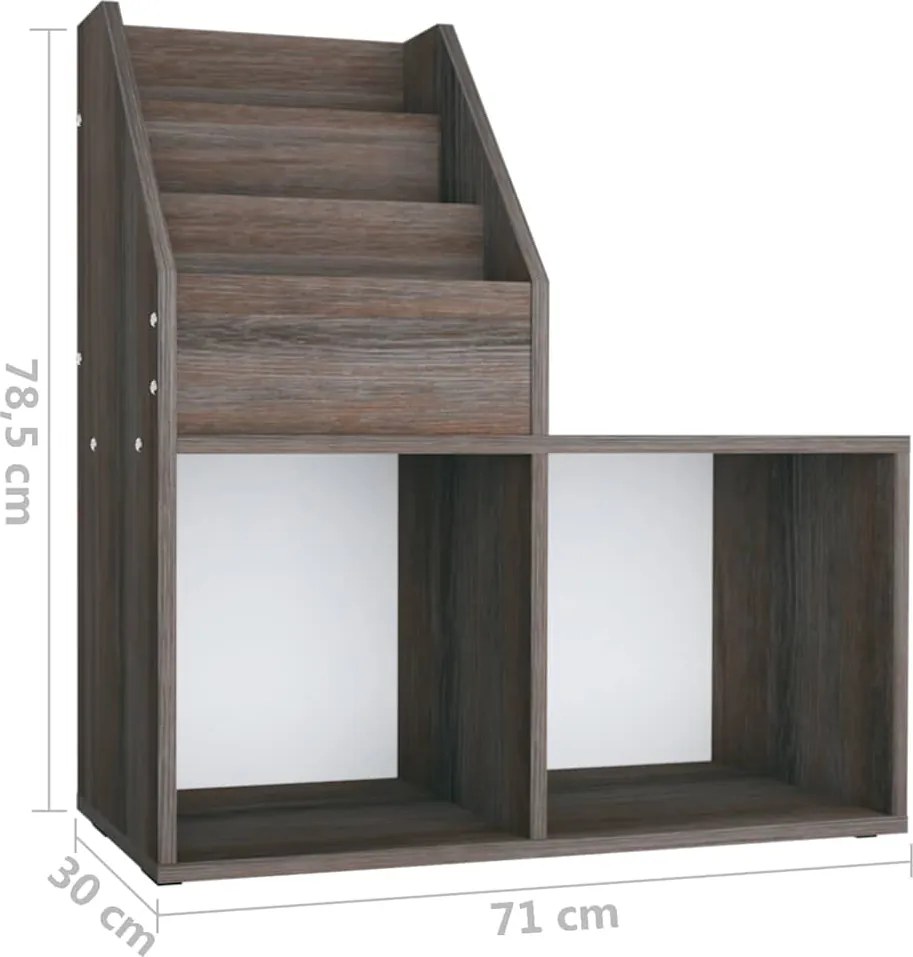 Dětský regál na časopisy šedý dub sonoma 71x30x78,5 cm kompozit 339519