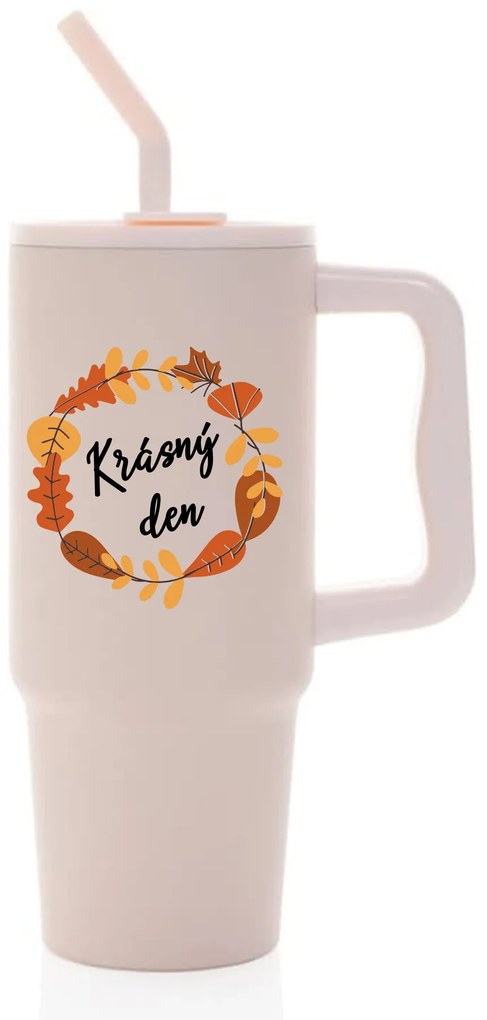 KRÁSNÝ DEN (PODZIM) - růžový cestovní termohrnek 900 ml
