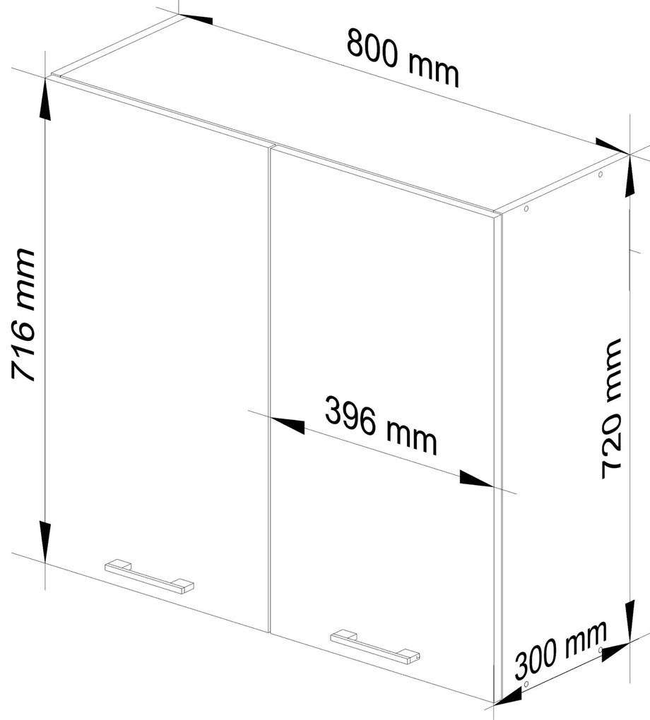 Závěsná kuchyňská skříňka OLIVIE 80x72 cm matná bílá