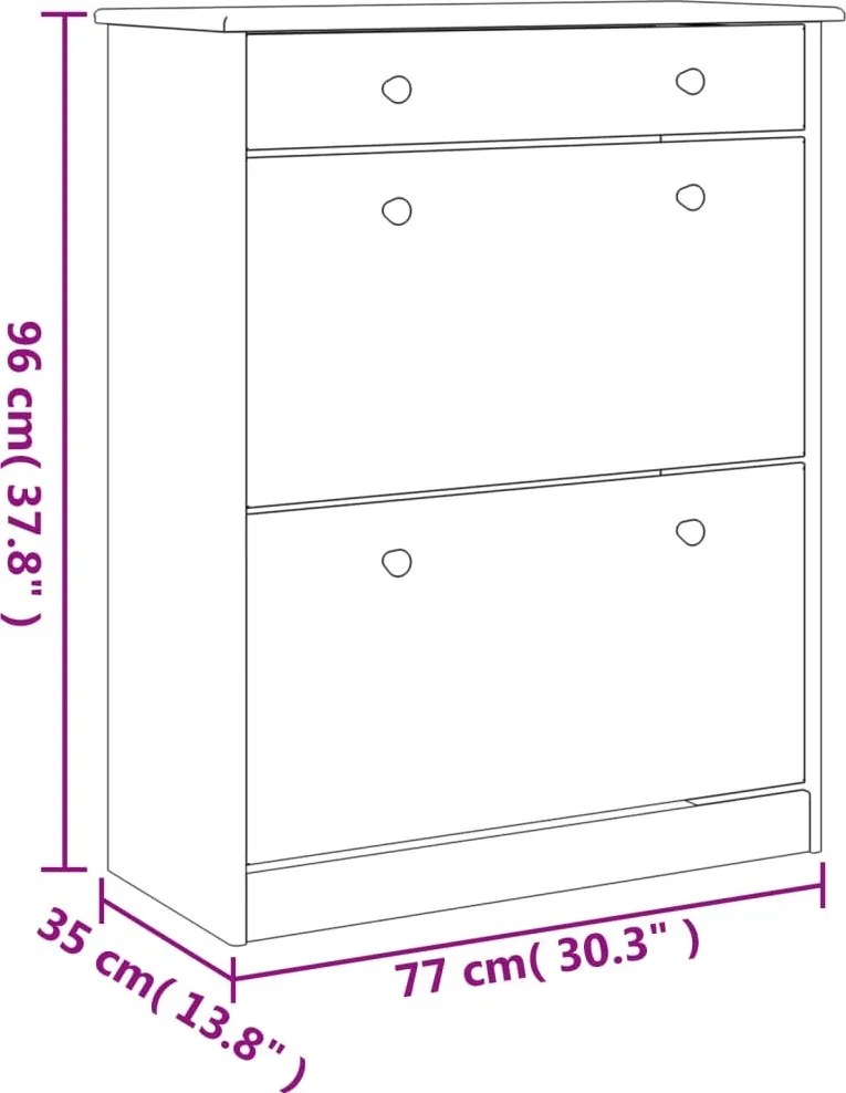 vidaXL Botník ALTA 77 x 35 x 96 cm masivní borové dřevo [353924] Barva: Bílá