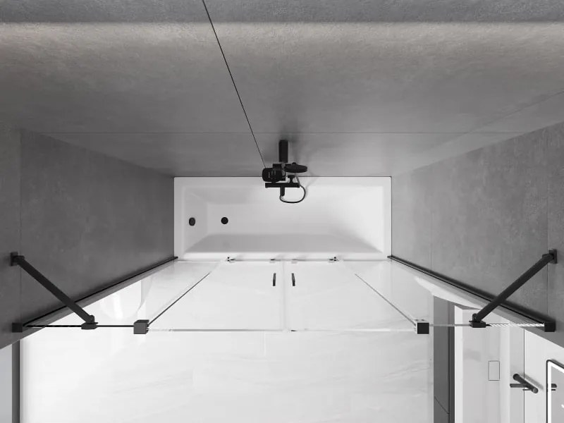 Mexen Velar Duo vanová zástěna dvoukřídlá posuvná 200 x 150 cm, transparentní, černá - 896-200-000-02-70