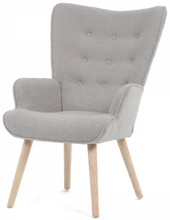 Křeslo ušák šedé bouclé nohy masiv AK-309 GREY2