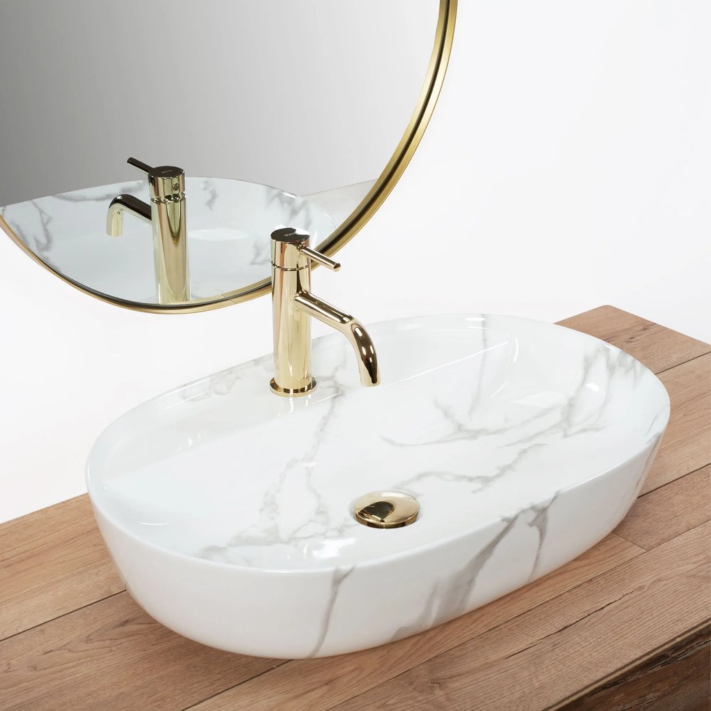 Rea Aura, umyvadlo na desku 61x41x13 cm, imitace kamene, REA-U8003