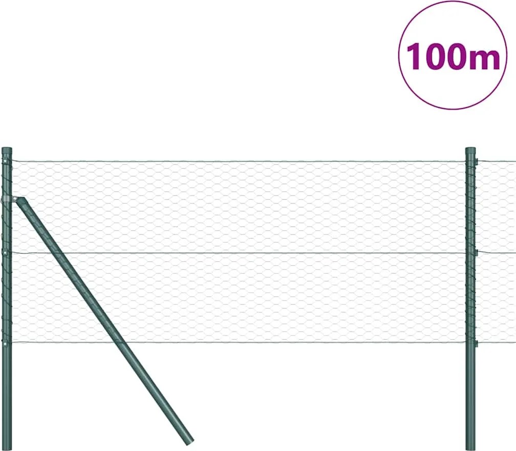 Hexagonální kotvení plotu 100 x 0,6 m Ocel potažená PVC Zelená 3352737