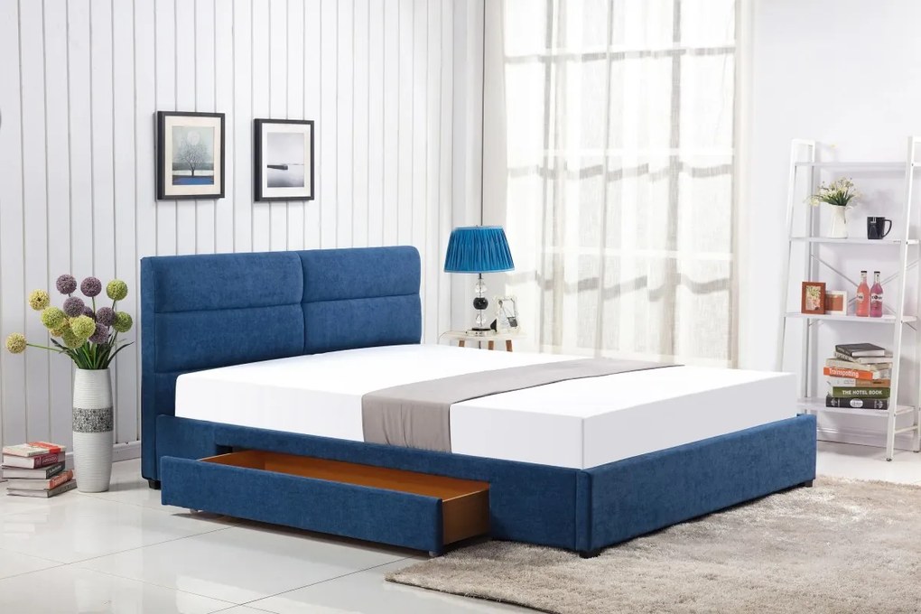Čalouněná postel Apato 160x200 dvoulůžko - modré