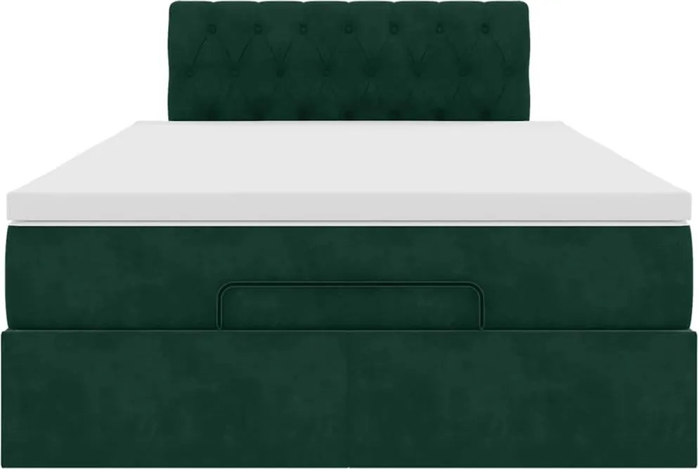 Osmanský rám postele s matrací tmavě zelená 120x200cm samet 3312689