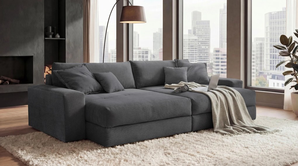 XXXLutz POHOVKA BIG SOFA, textil, antracitová P & B - Pohovky - 002220024207