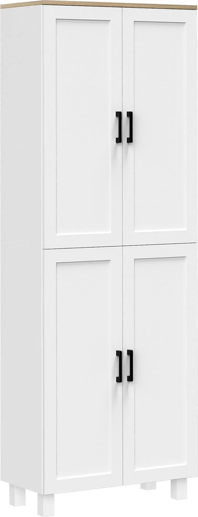 HOMCOM Kuchyňská skříňka s úložným prostorem a nastavitelnými policemi, 60x30x171 cm, bílá