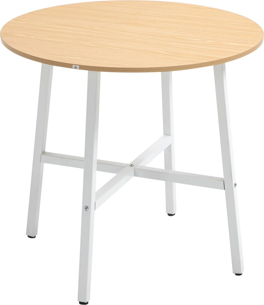 HOMCOM Jídelní stůl pro 4 osoby, kuchyňský stůl moderního designu, ocel, přírodní dřevo, 80 x 80 x 76 cm | Aosom