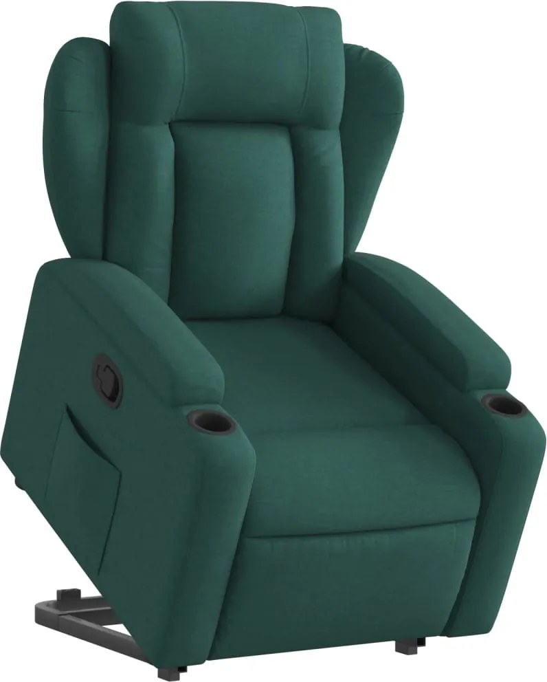 Zvedací polohovací křeslo tmavě zelené textil 3204488