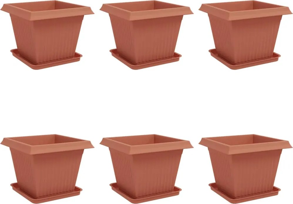 Květináče 6 ks Cihlově červená Plast 3403296