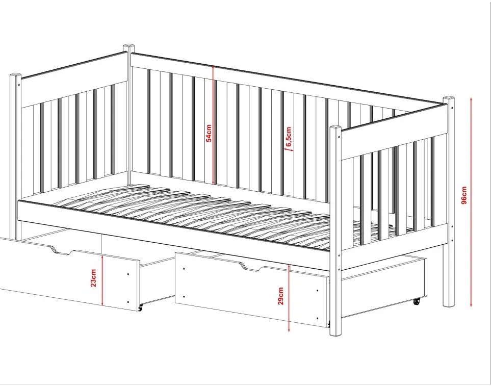 Legno Dětská postel Alice grafit Rozměr (cm): 90x200