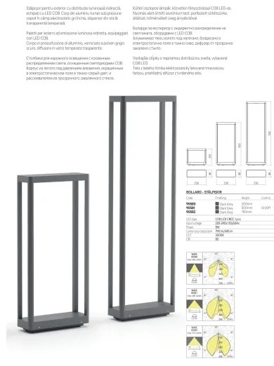 Redo 90580 - LED Venkovní lampa WAKE LED/8W/230V 3000K 20 cm IP65 antracit