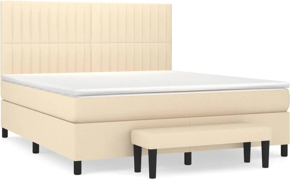 Box spring postel s matrací krémová 180x200 cm textil 3136778