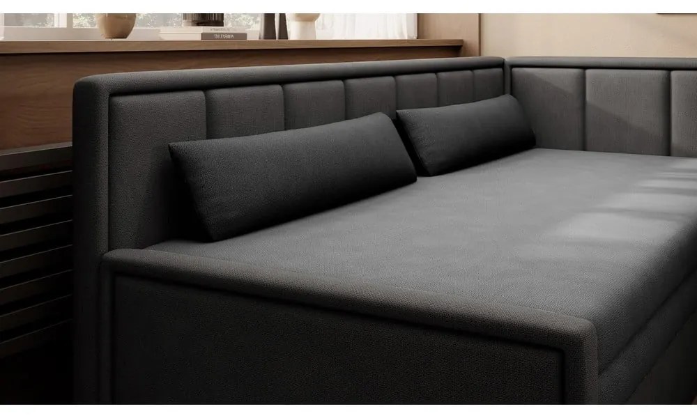 Tmavě šedá žinylková rozkládací/s úložným prostorem pohovka 214 cm Fulgeo – ELTAP
