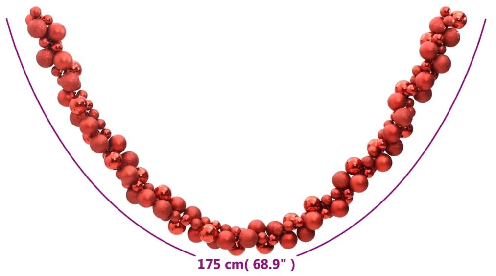 Vánoční girlanda s koulemi červená 175 cm polystyren - Default Title