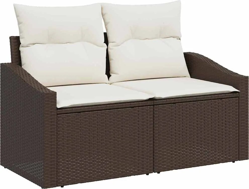 Set pohovek 6 ks Hnědá a krémová polyratan 3346598