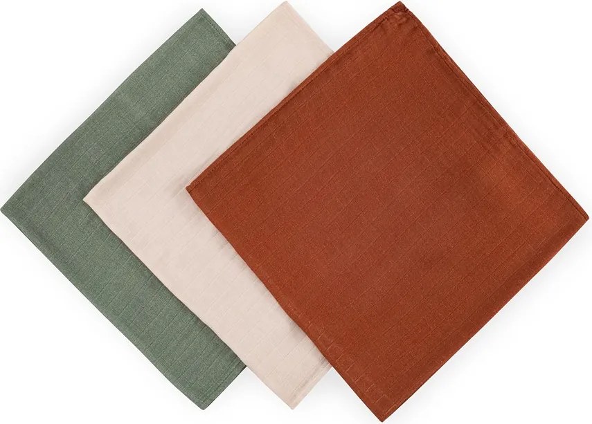 Petite & Mars Sada plen bambusová mušelínová 3 ks Moussy 68 x 68 cm Petite&Mars Earth Tones