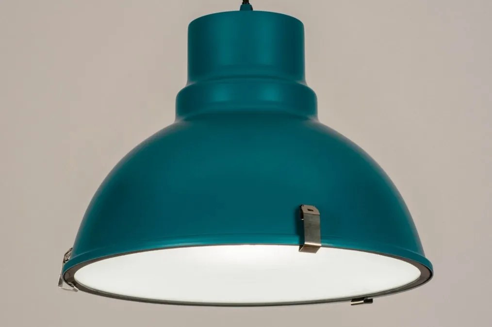 Závěsné modré retro svítidlo nad jídelní stůl Petrolbruin Extra Blue
