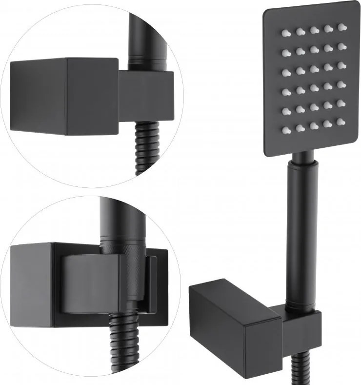 Erga Dual, podomítková sprchová souprava s dešťovou hlavicí 30x30 cm, i-BOX instalační systém, černá matná, ERG-YKA-BP.DUAL30-BLK