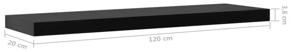 Petromila Plovoucí nástěnné police 2 ks černé 120 x 20 x 3,8 cm