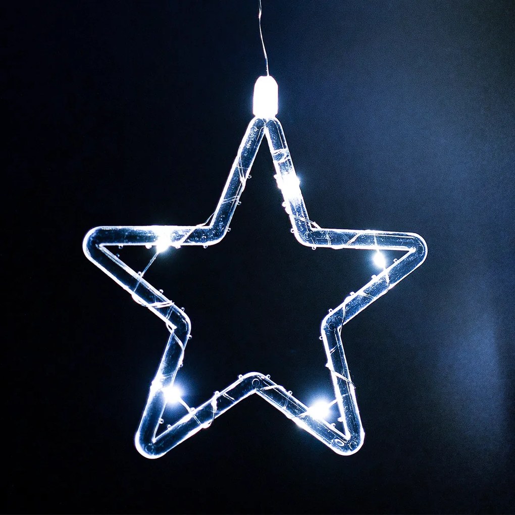 Světelný venkovní závěs Stars, 120x120cm, LED, studená bílá, časovač, 8 funkcí, 120 cm