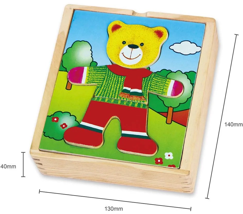 Dřevěné oblékací puzzle Viga Medvídek chlapec