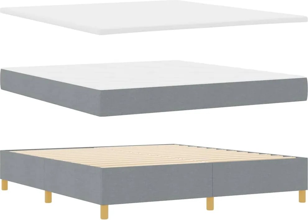 Postel s boxspringem s čelo Světle šedá 180 x 200 cm textil 3339637