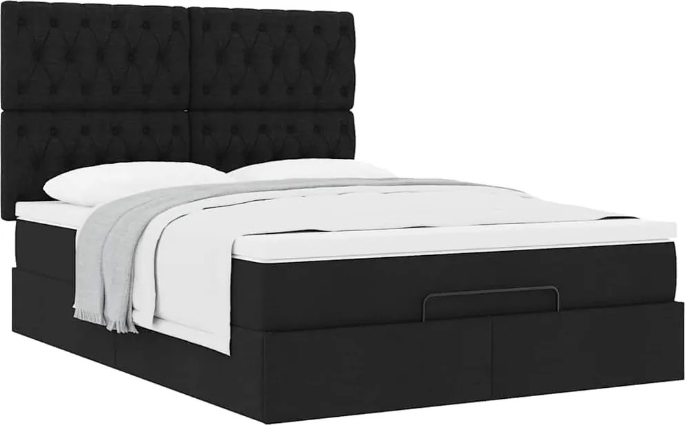Osmanský rám postele s matrací černá 140x190cm textil 3313239