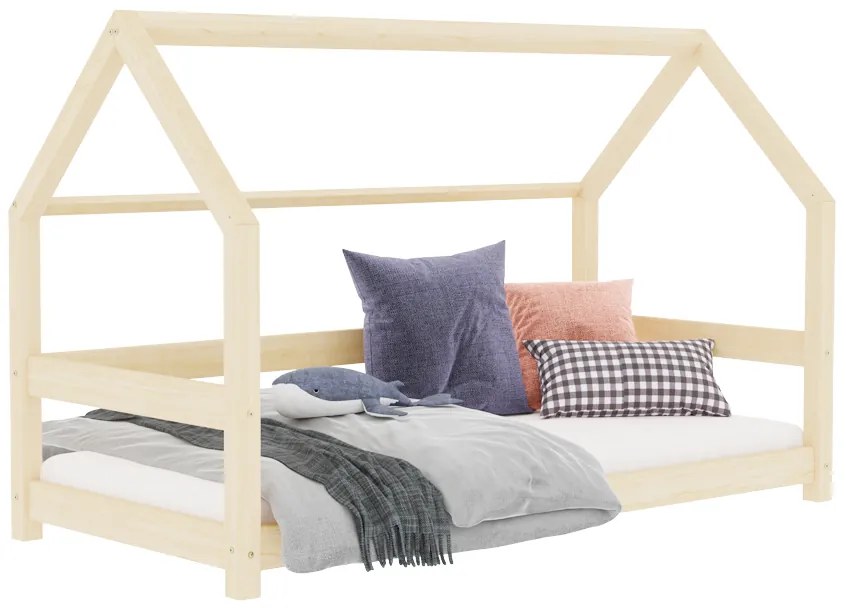 Benlemi Dětská postel domeček TERY se zábranou Zvolte barvu: Bílá, Zvolte rozměr: 80x160 cm, Zvolte zábranu: S jednou zábranou