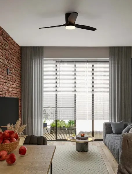 LED černo-dřevěné moderní stropní svítidlo Aloa s dálkovým ovládáním