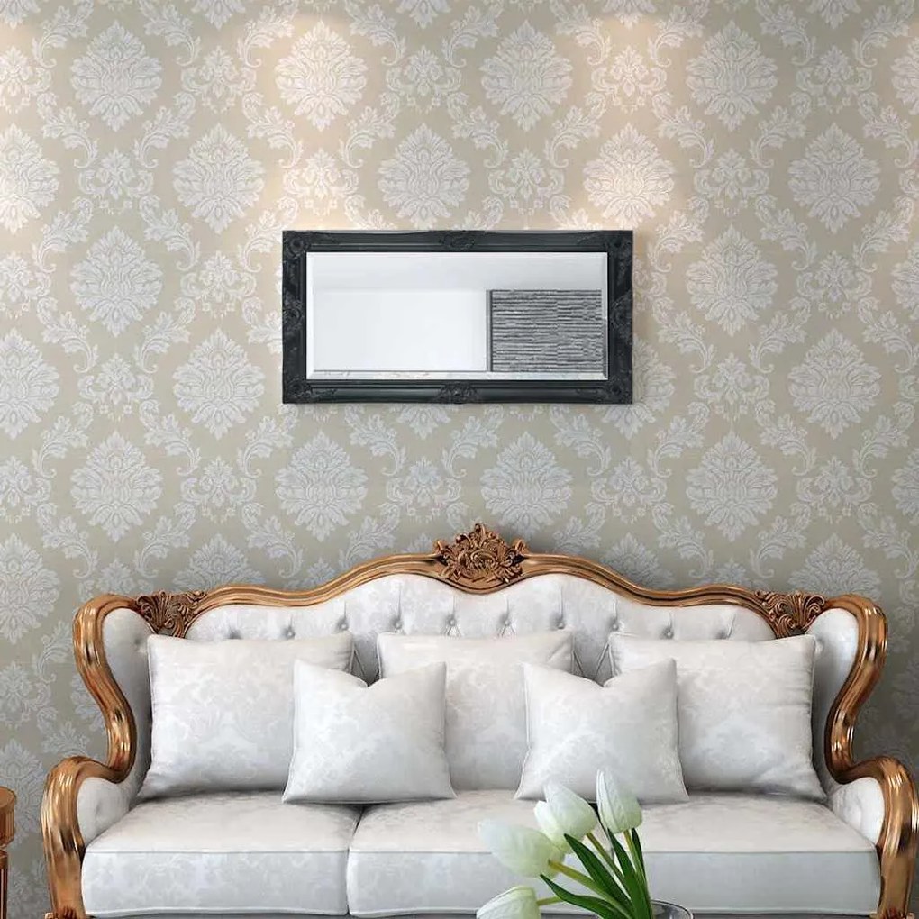 Nástěnné zrcadlo barokní styl 100 x 50 cm černé 243682