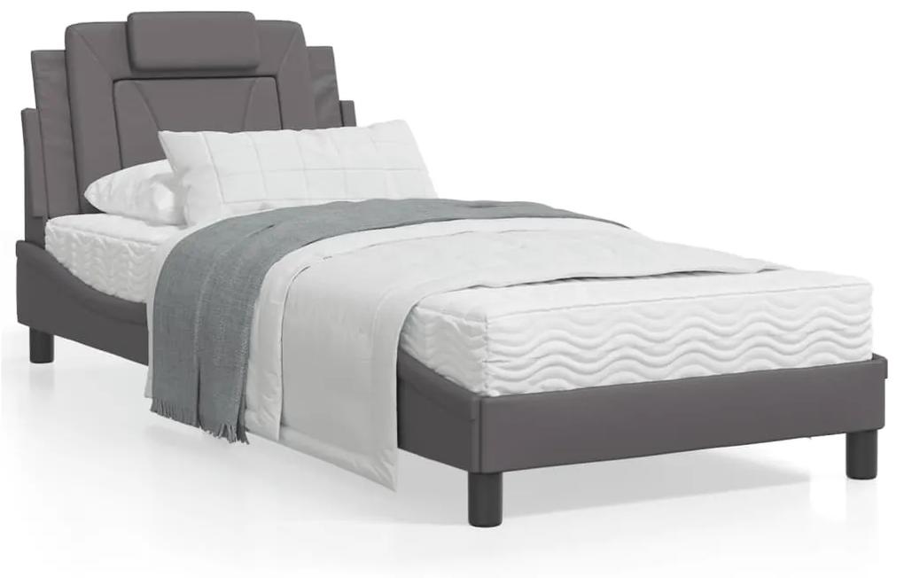 Rám postele s čelem šedý 90x190 cm umělá kůže,  3208064