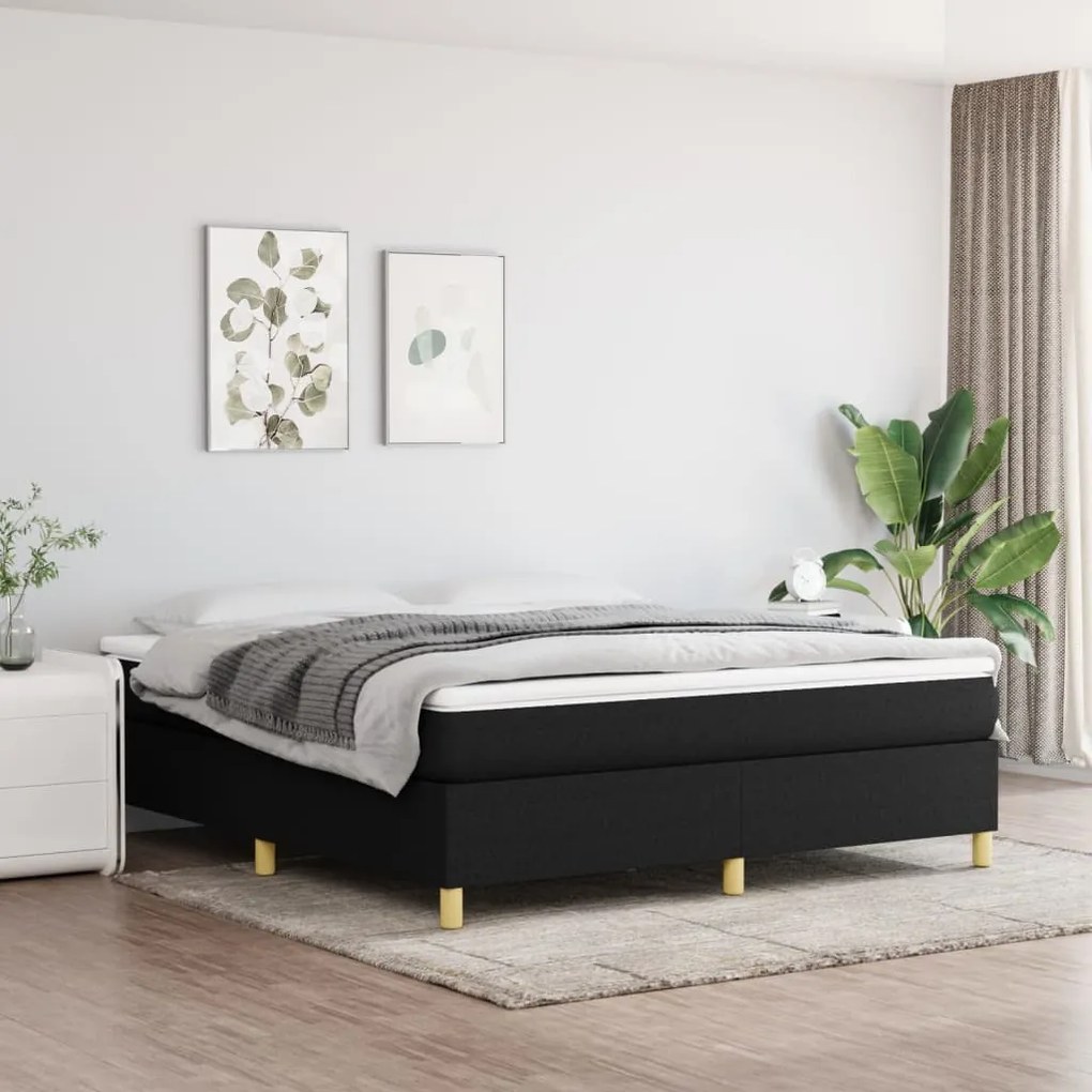 Box spring postel s matrací černá 180x200 cm textil 3144540
