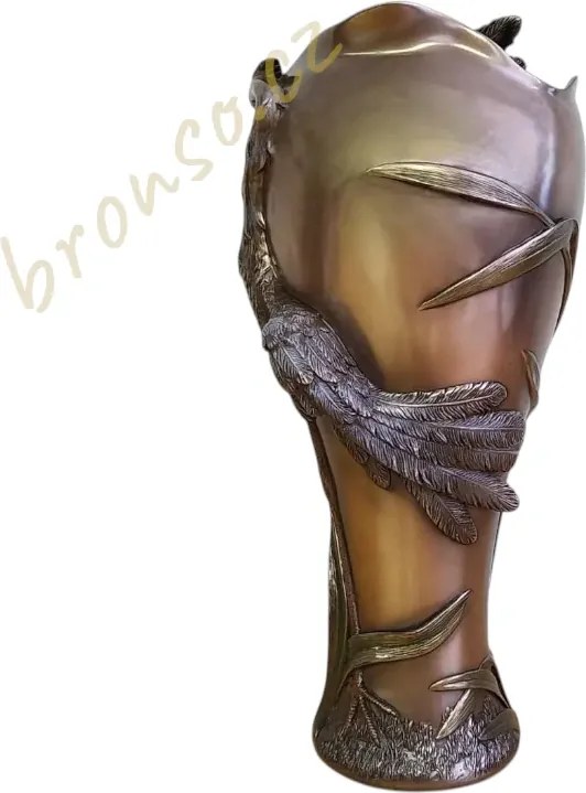 Dekorativní váza s volavkou – bronzovaná socha ptáka, Veronese AN10170V4