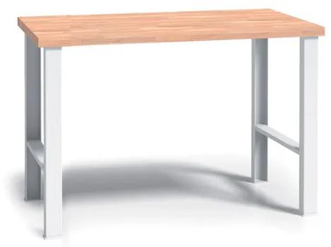 Pracovní stůl do dílny WL, buková spárovka, pevné kovové nohy, 1500 mm