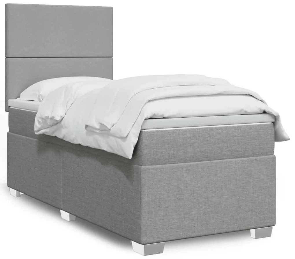 Box spring postel s matrací světle šedá 90x190 cm textil 3292636