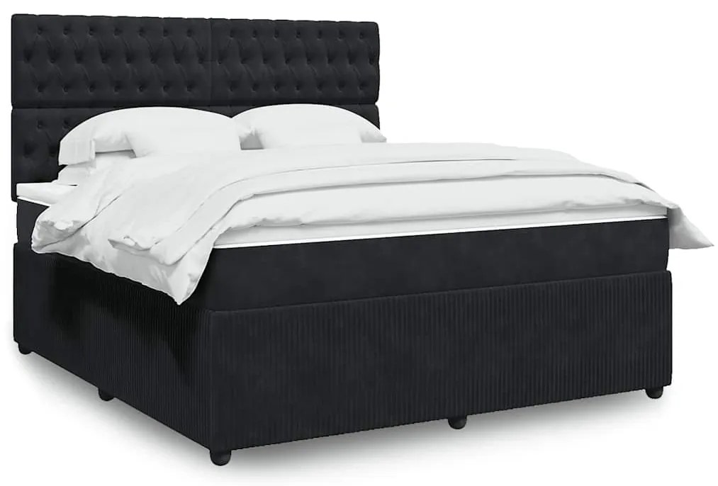 Box spring postel s matrací černá 180x200 cm samet 3292414