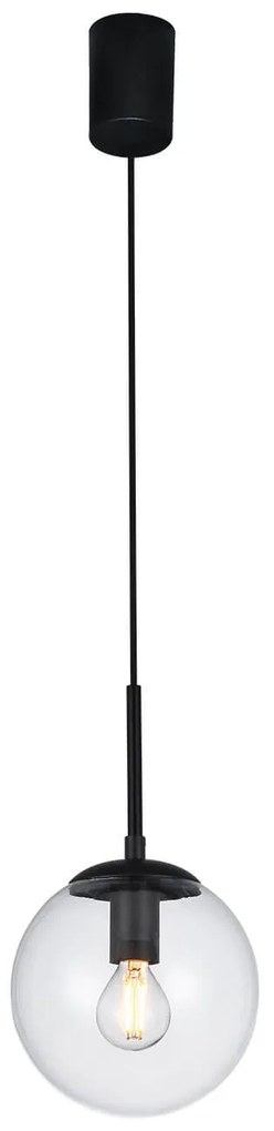 Světla a lustry REDO GROUP Černé závěsné světlo Redo 01-3164/skleněná koule Ø 15 cm