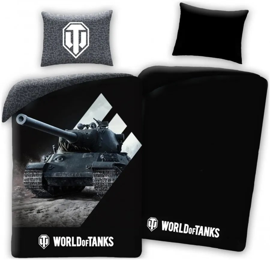 Bavlněné ložní povlečení World of Tanks - se svítícím efektem - 100% bavlna - 70 x 90 cm + 140 x 200 cm
