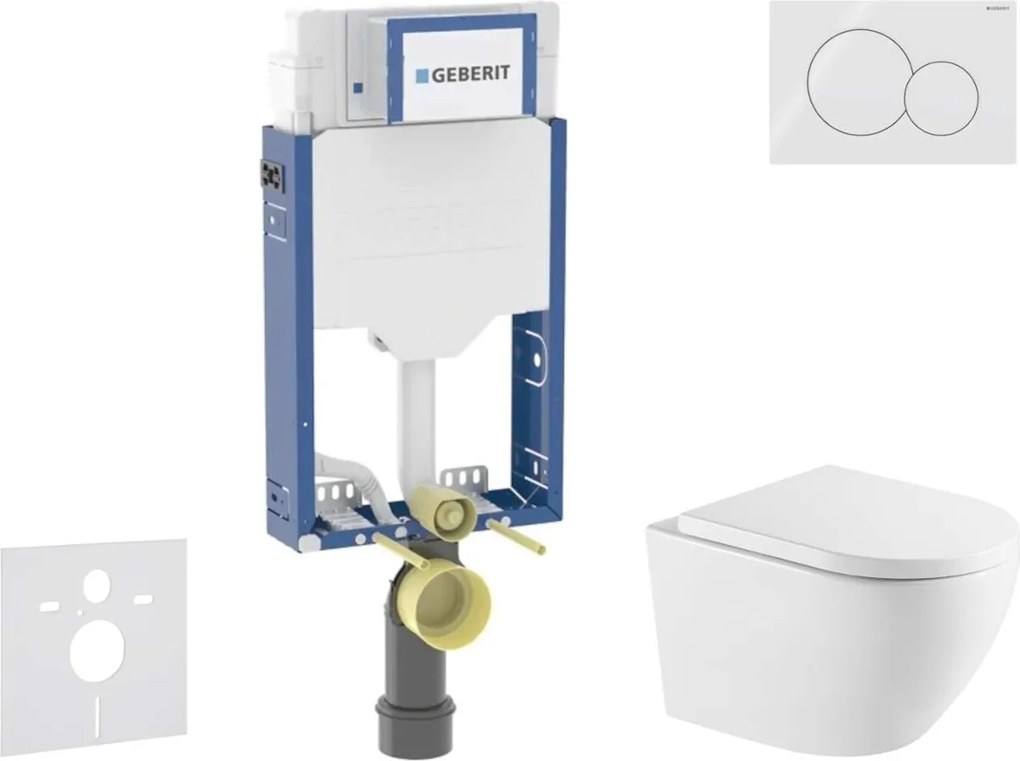 Geberit Kombifix - Set předstěnové instalace, klozetu Oudee a sedátka softclose, tlačítko Sigma01, alpská bílá SANI15CA3158