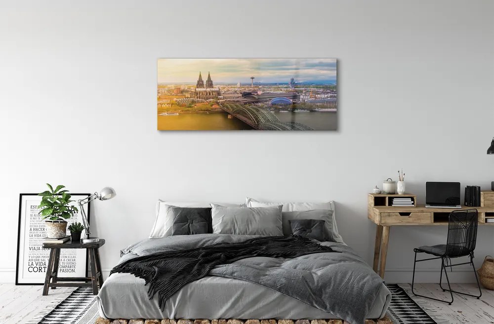 akrylový obraz Německo panorama říční mosty 120x60 cm